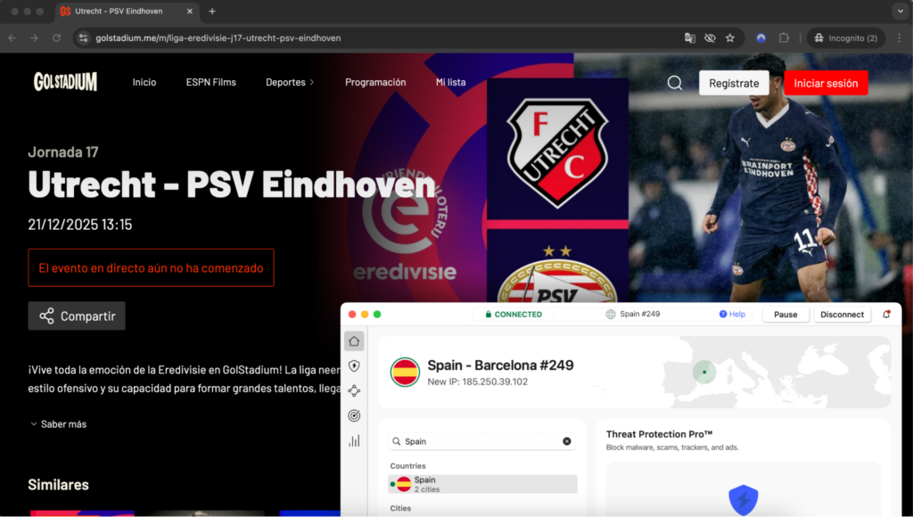 Utrecht - PSV gratis kijken met VPN (21 december)
